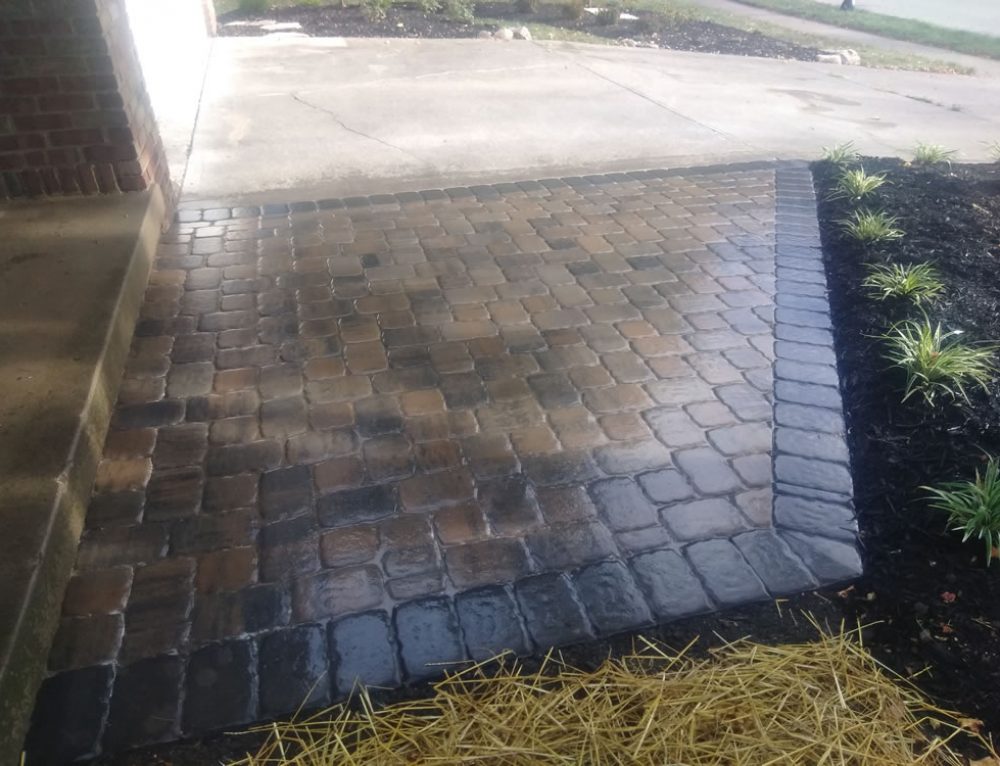 Paver landing with an octagon shape - Jonathan Allen Landscape